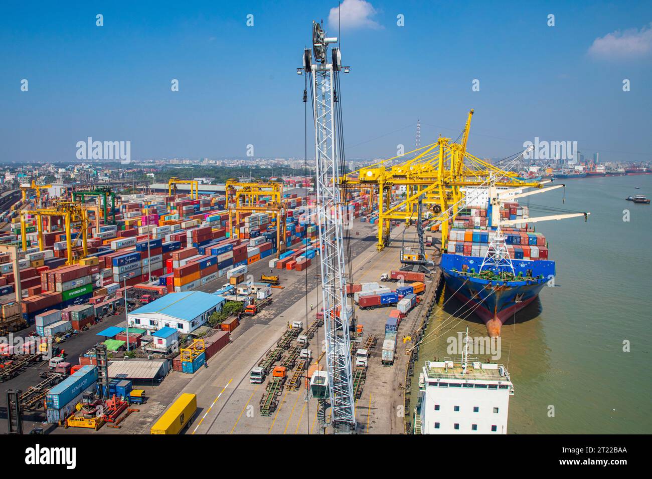 Aerial view of Chittagong Port. It is the main seaport of Bangladesh ...