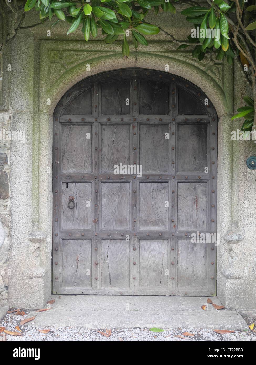 Historic entrance gate of Lanhydrock manor house in Cornwall England ...