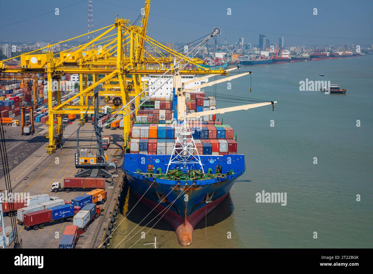 Aerial view of Chittagong Port. It is the main seaport of Bangladesh ...