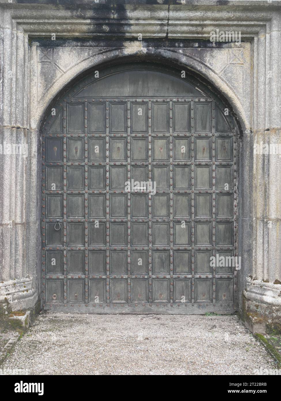 Historic entrance gate of Lanhydrock manor house in Cornwall England ...