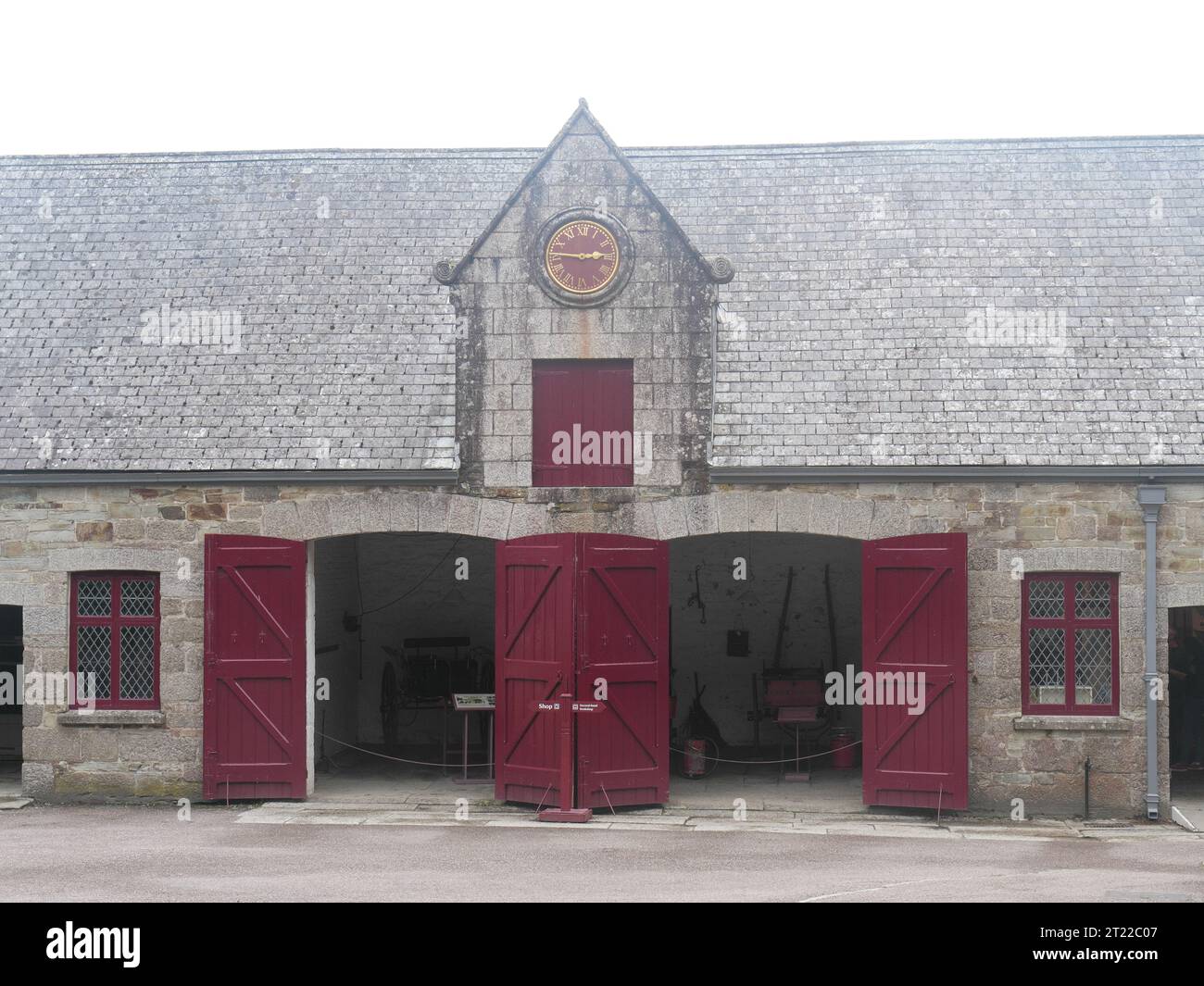 View of firehouse next to Lanhydrock manor house in Cornwall England ...