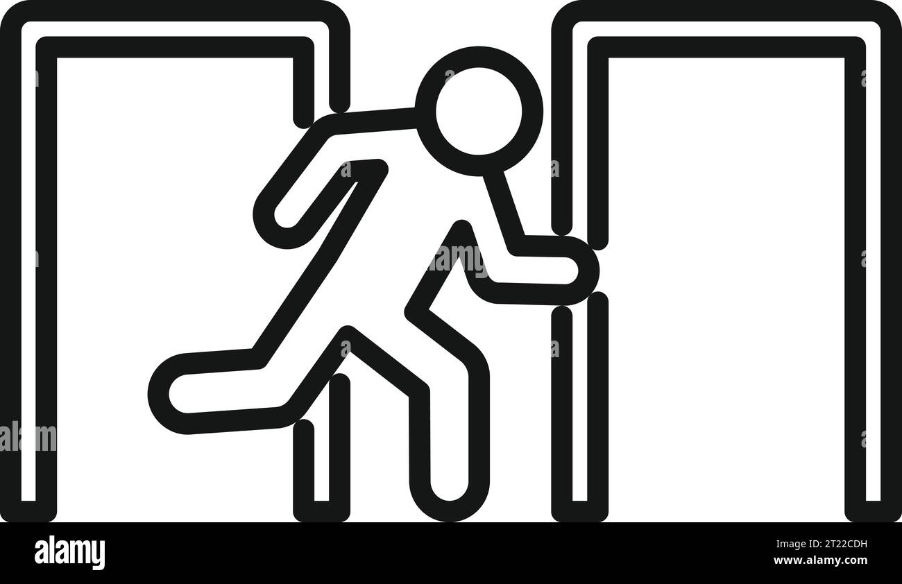 Evacuation run icon outline vector. Exit person. Leaving stairs Stock ...