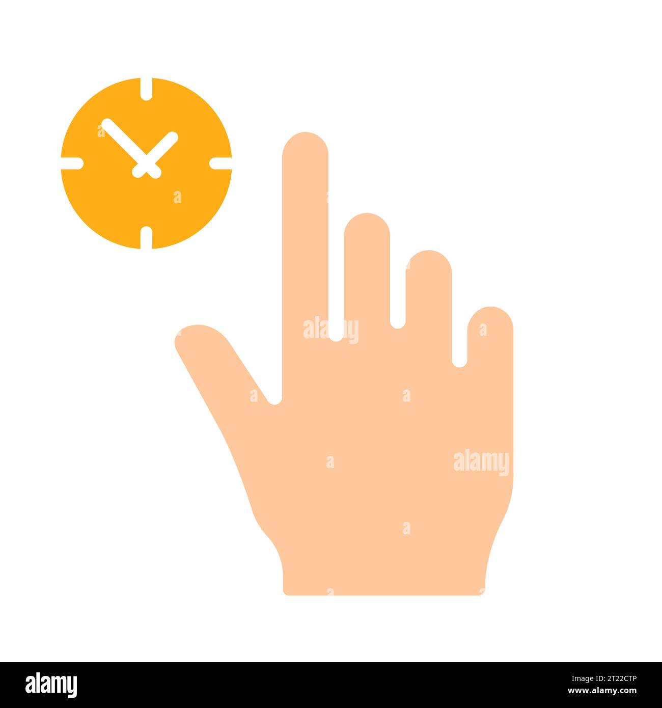 Hand with timer line icon. Controls, touchpad, tablet, phone, sensor ...