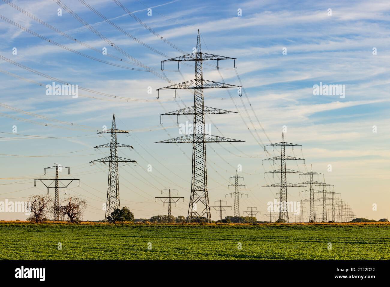 Power lines sunset power line germany power lines sunset hi-res stock ...