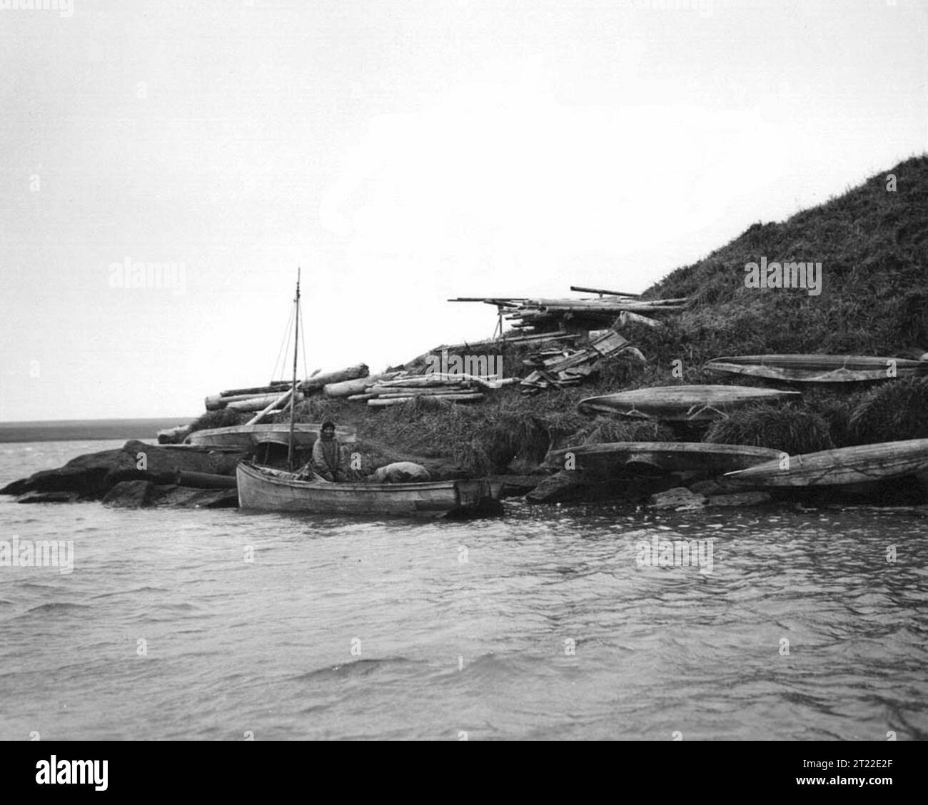 The Pribilof Report 1949 Unidentified person with vintage kayaks on the ...
