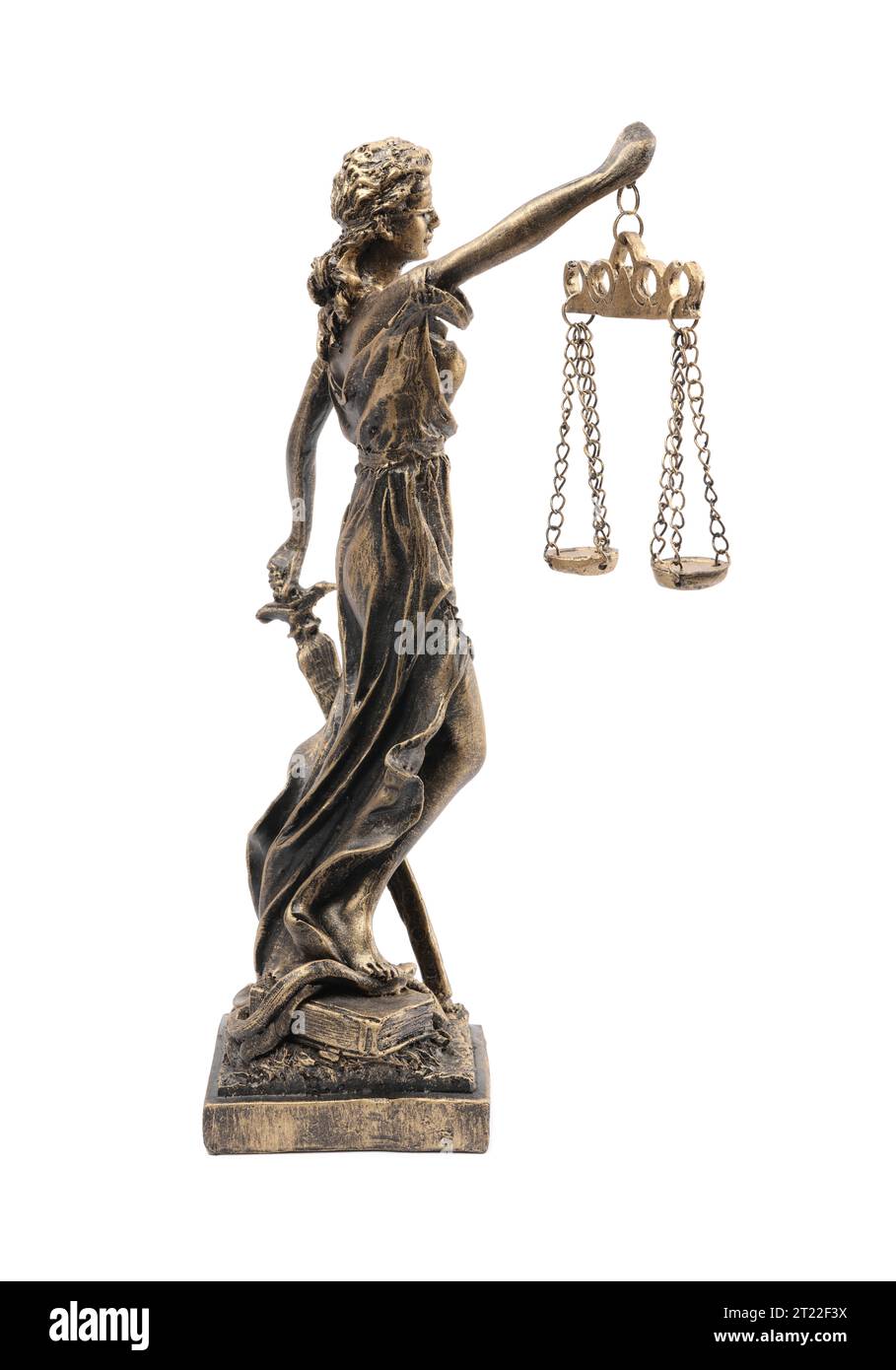 Statue of Lady Justice isolated on white, side view. Symbol of fair ...