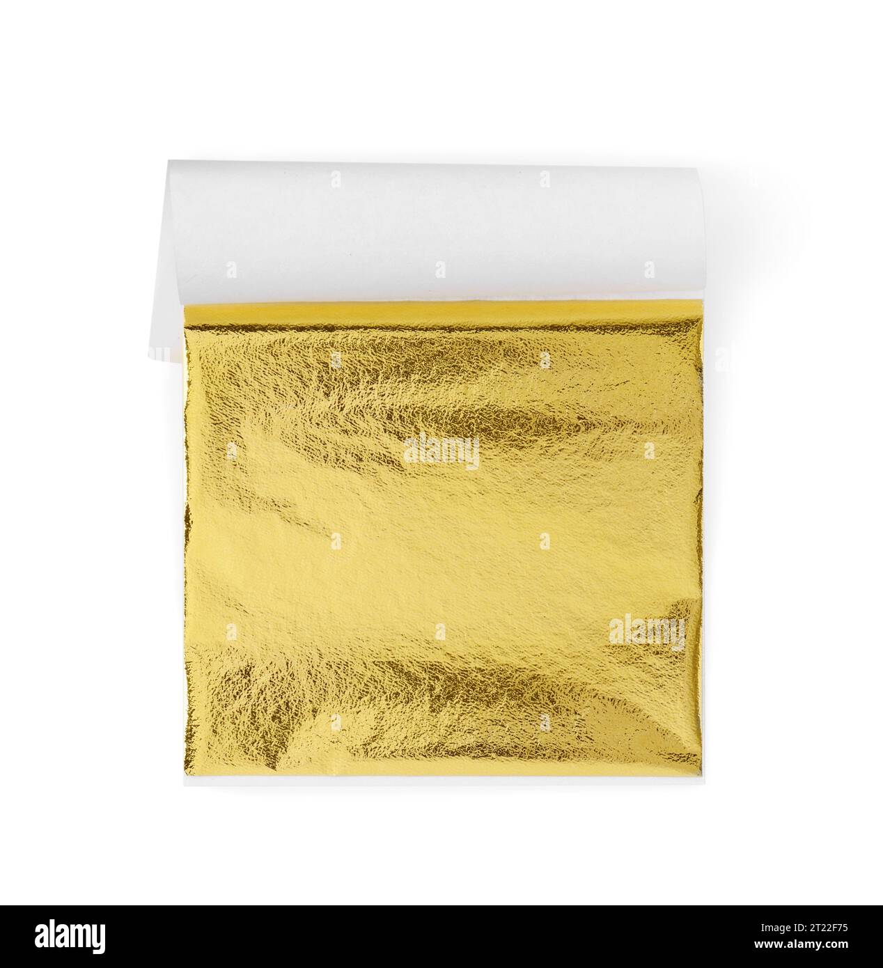 One edible gold leaf sheet isolated on white, top view Stock Photo - Alamy