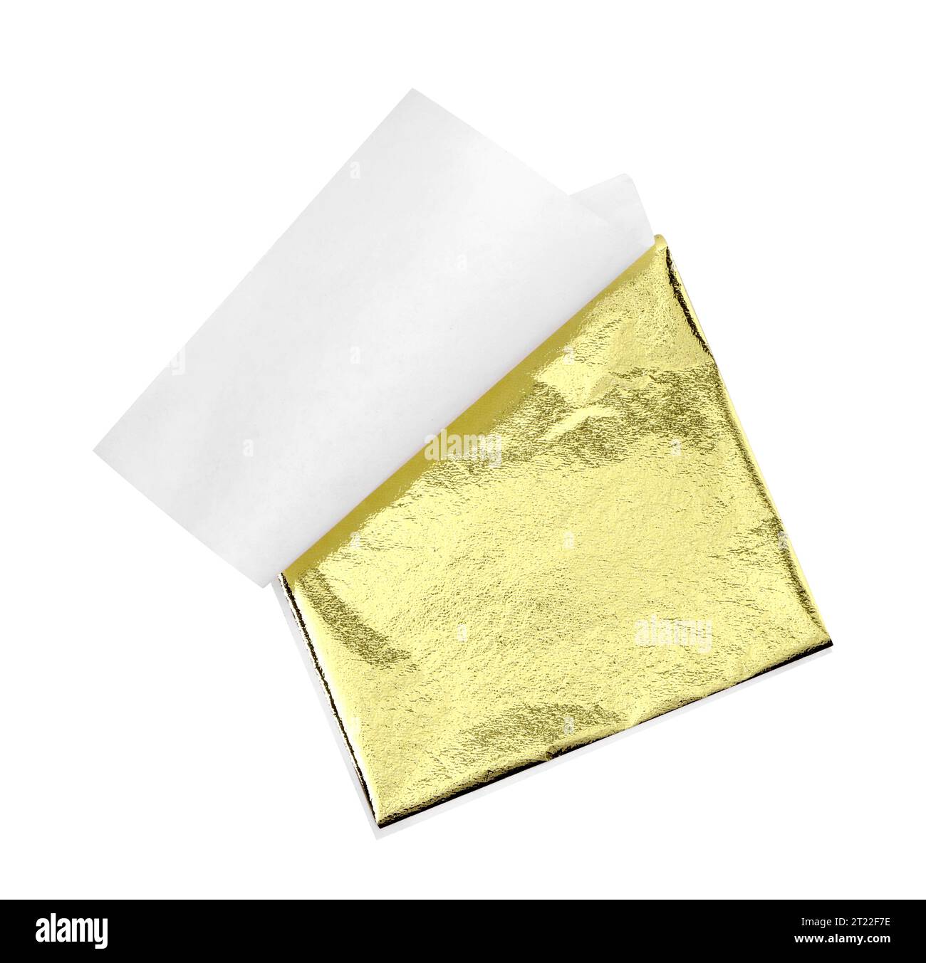 One edible gold leaf sheet isolated on white, top view Stock Photo - Alamy