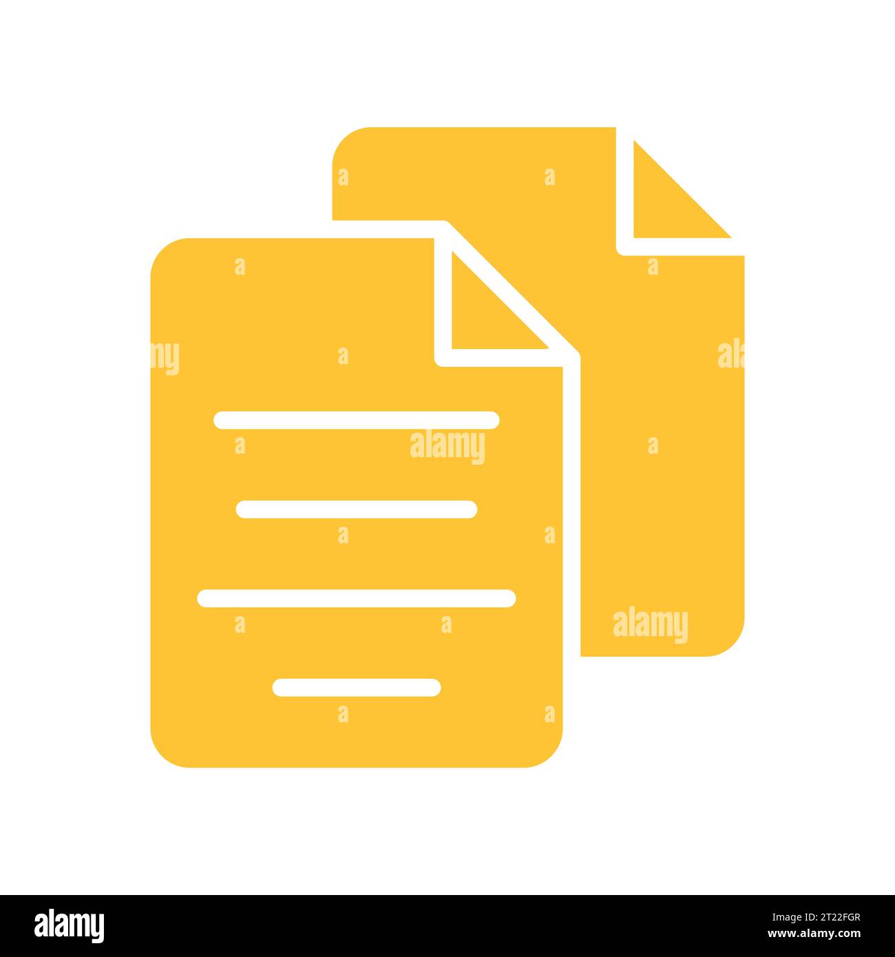 Two files line icon. Information, folder, document, work, computer, saving. Vector color icon on ...