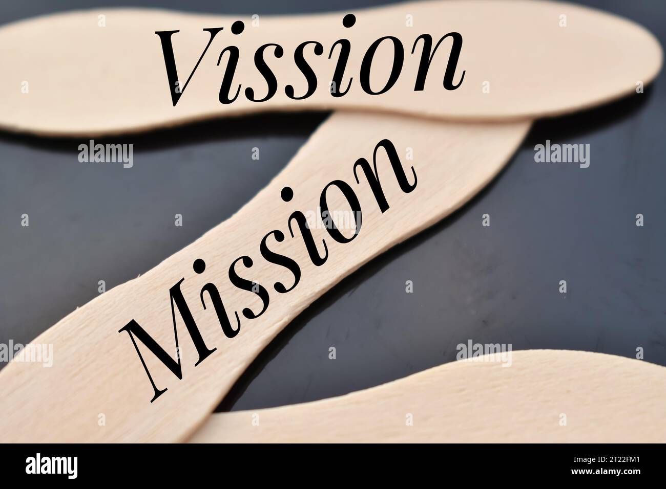 A closeup picture of a key word of Mission and vision for a corporate ...