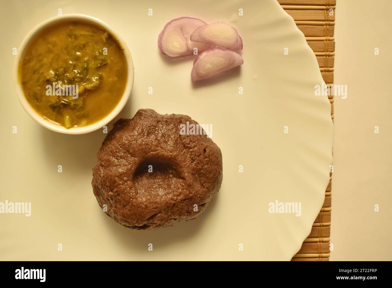 A closeup selective focus picture of a Karnataka's delicacy called Ragi ...