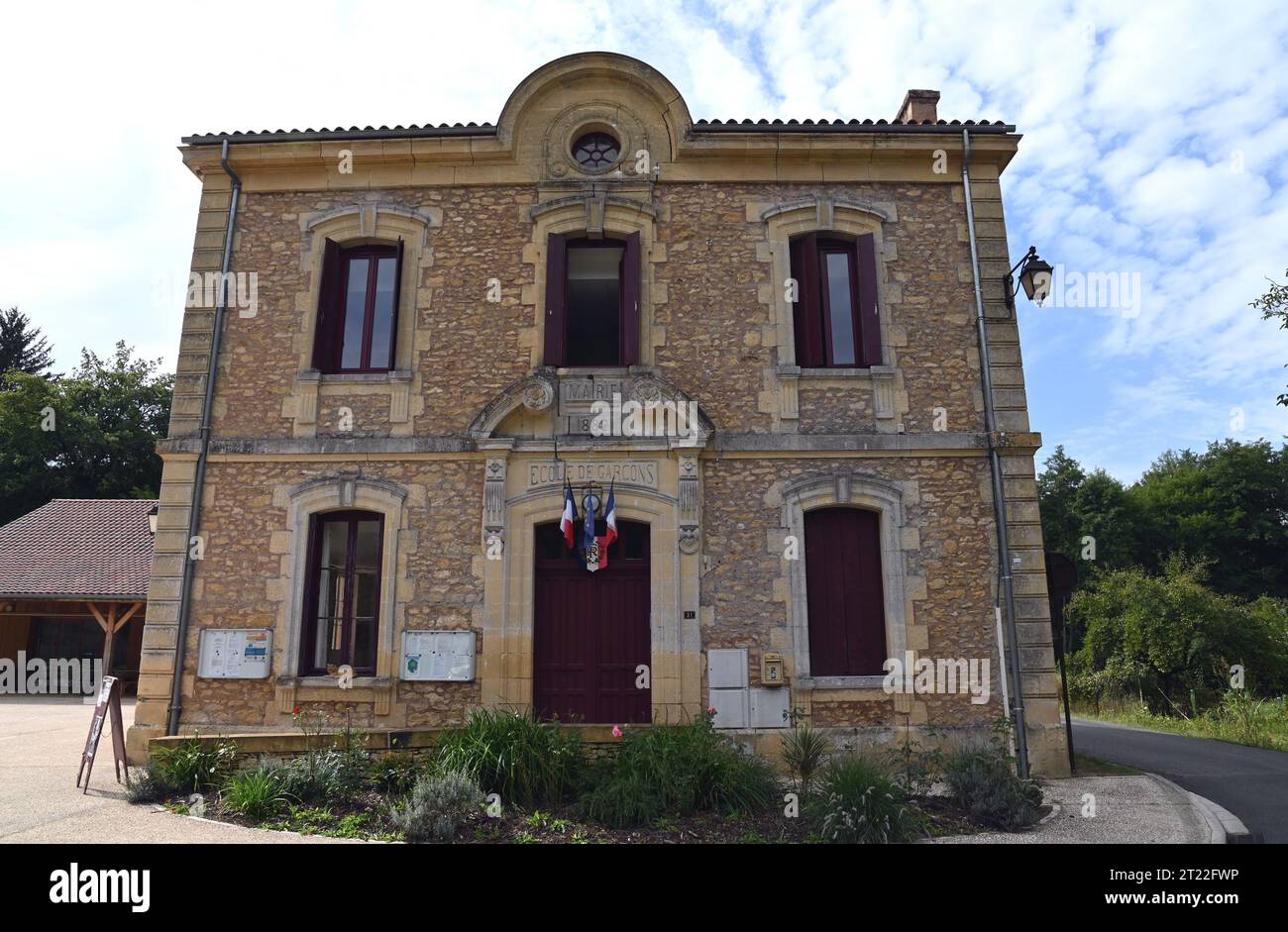 The Mairie (town hall) in the small commune of Urval in the Dordogne ...
