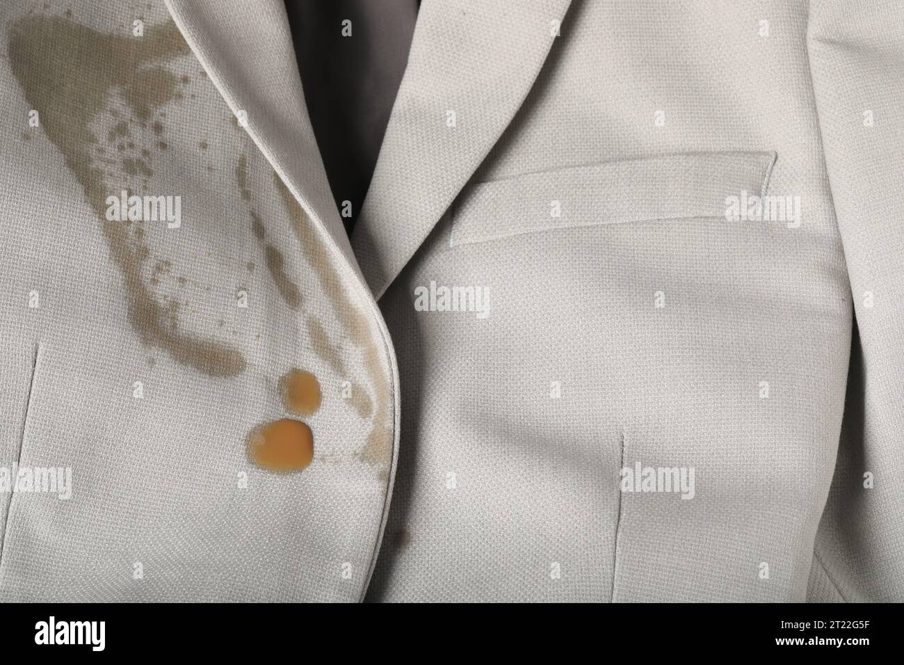 Dirty jacket with stain of coffee as background, closeup Stock Photo ...