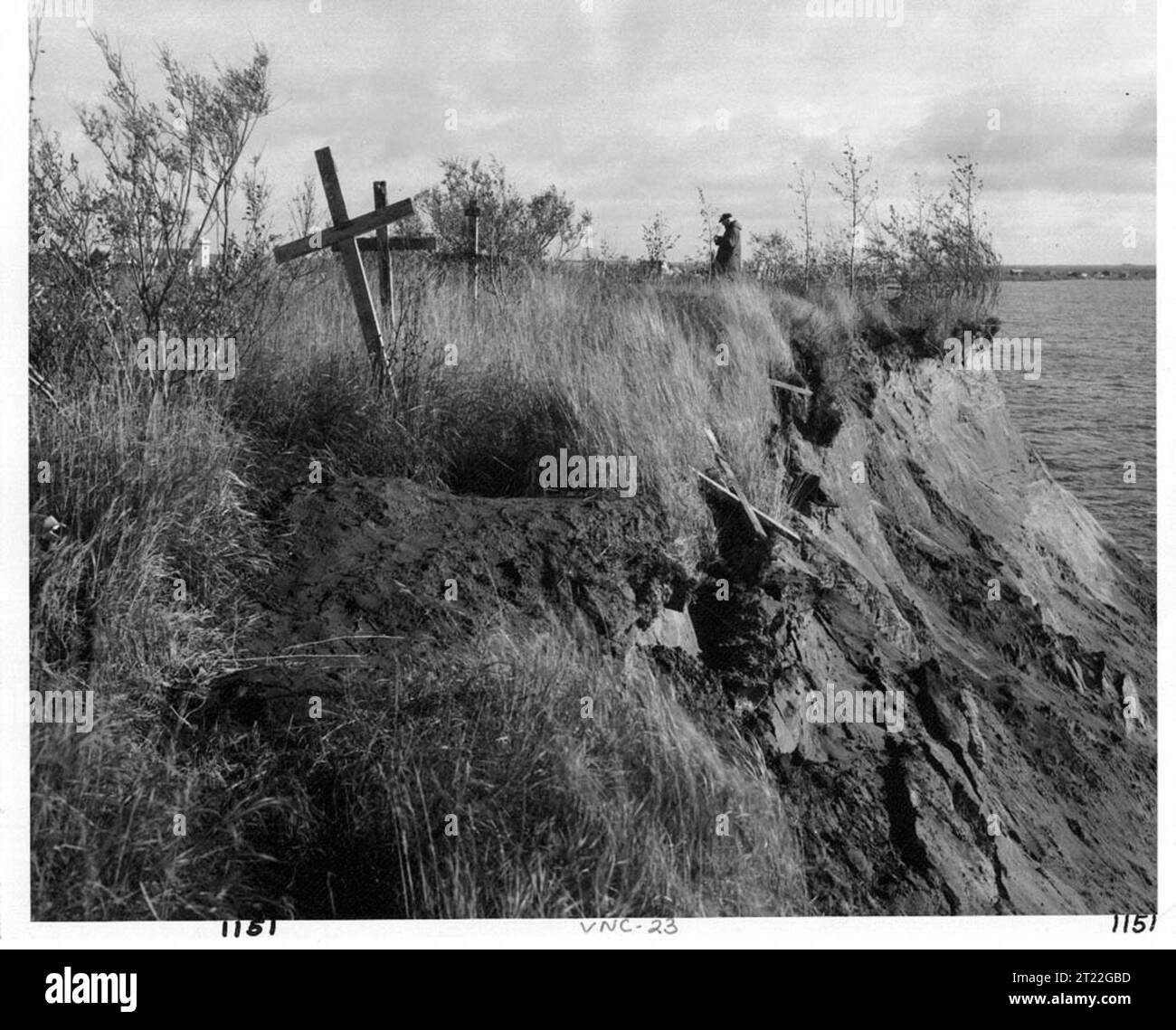 The eroding Bethel Cemetery, located in the Yukon Delta National ...