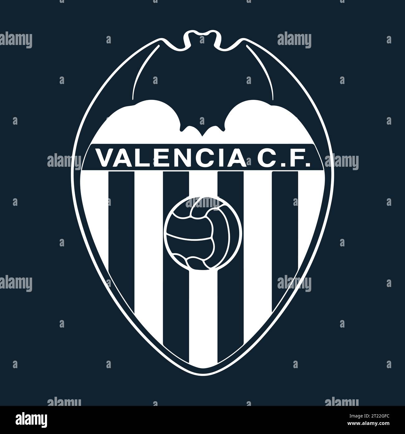 Valencia CF White Logo Spanish professional football club, Vector ...