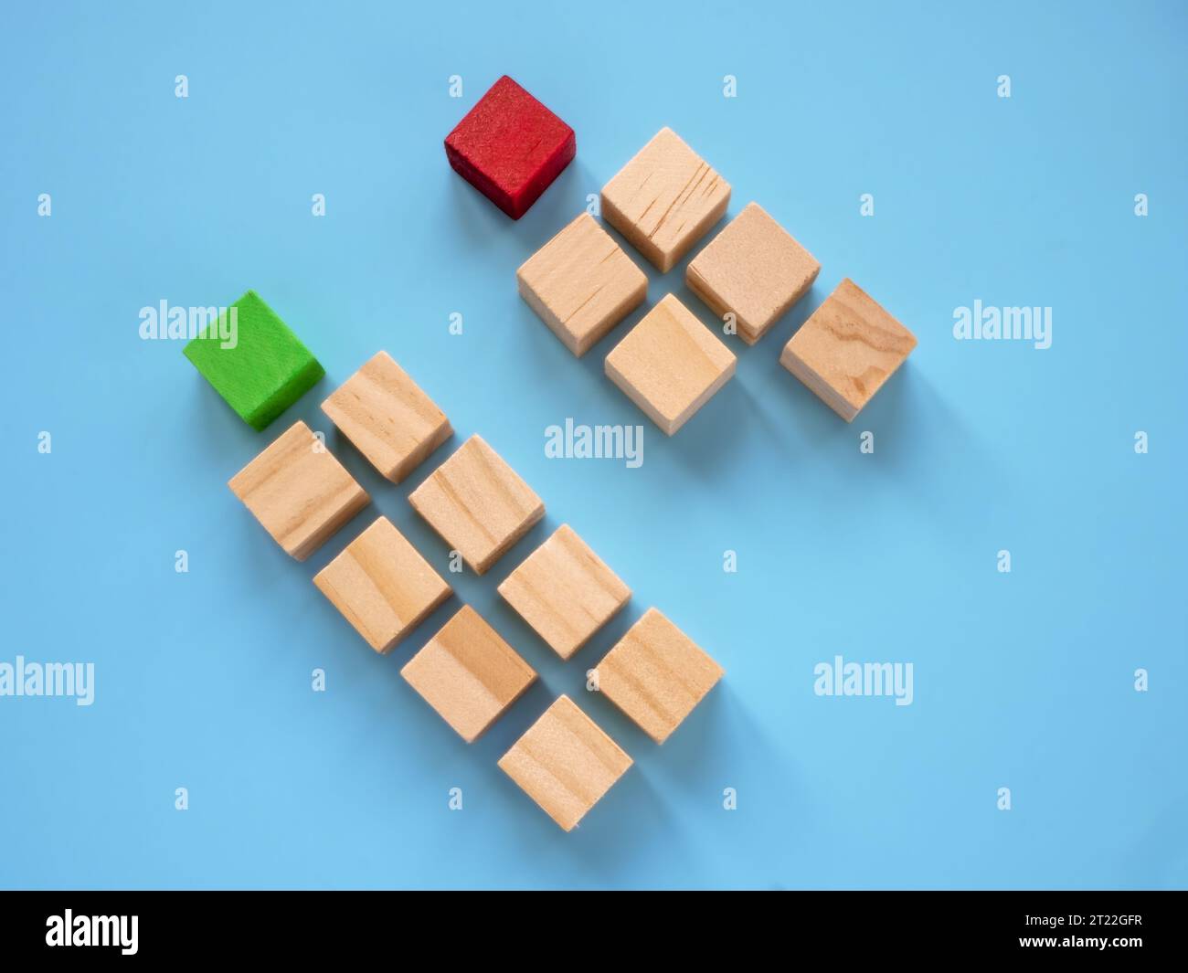 Two columns with red and green cube. Market segmentation and Target ...