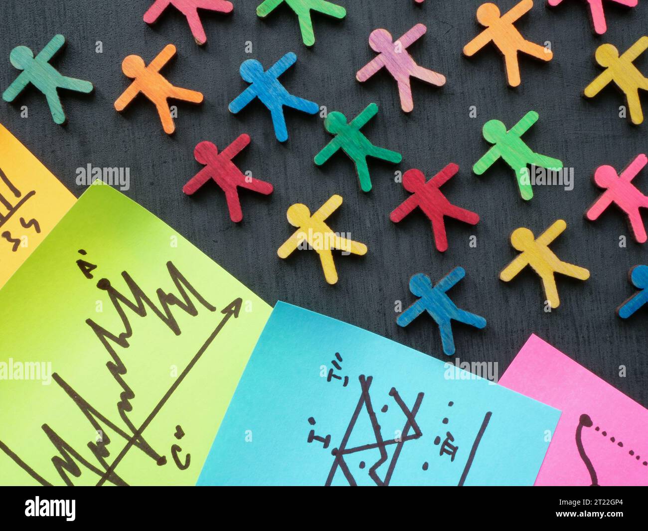Charts and colorful figures. Research of demographic segmentation and ...
