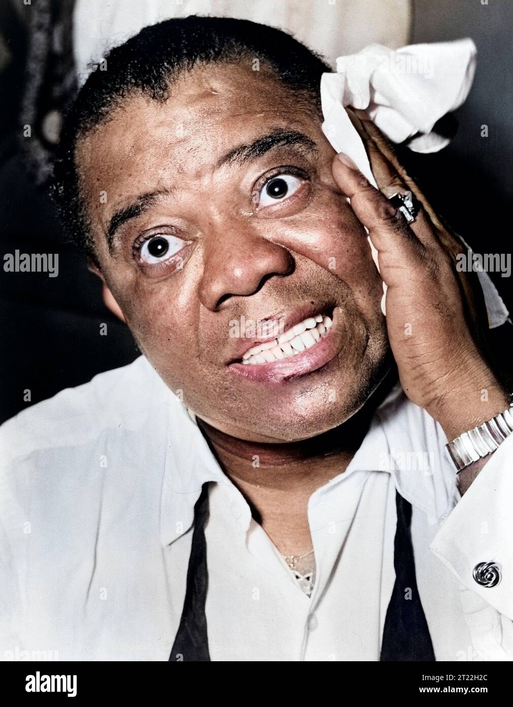 Louis Armstrong (1901-1971), American trumpeter and vocalist, head and ...