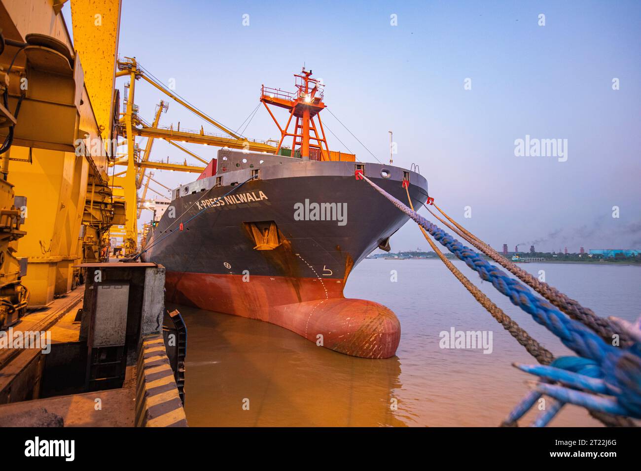 Aerial view of Chittagong Port. It is the main seaport of Bangladesh ...
