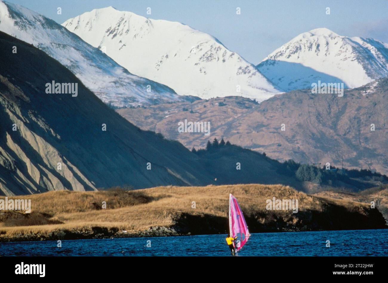 A windsurfer in Alaska, enjoying recreation in the state's pristine ...