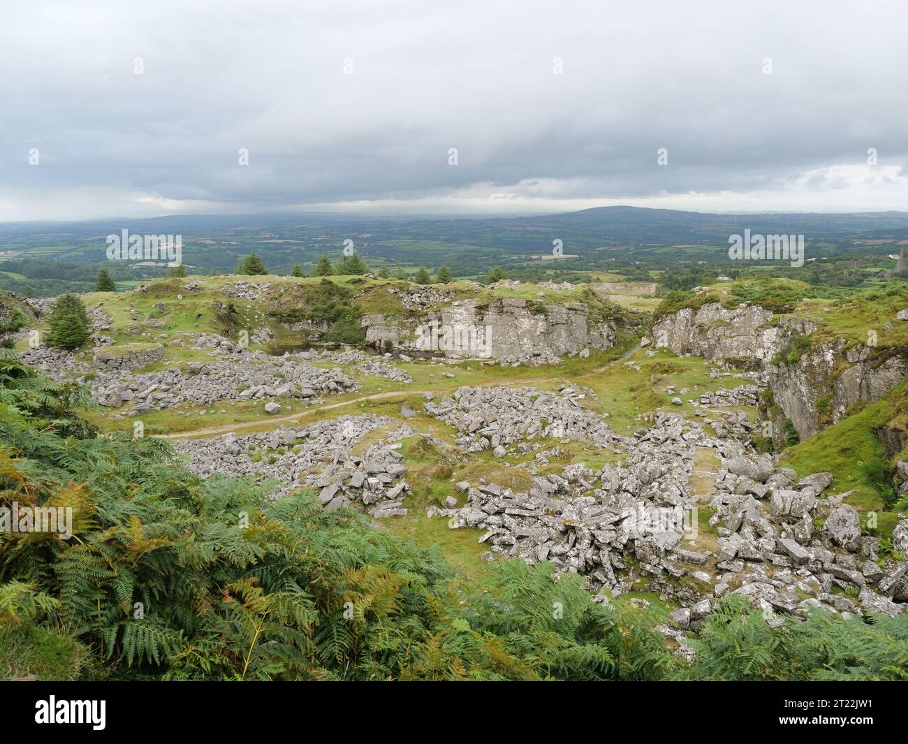 Quarry at the Cheese Wring a rock formation made of stacked stones in ...