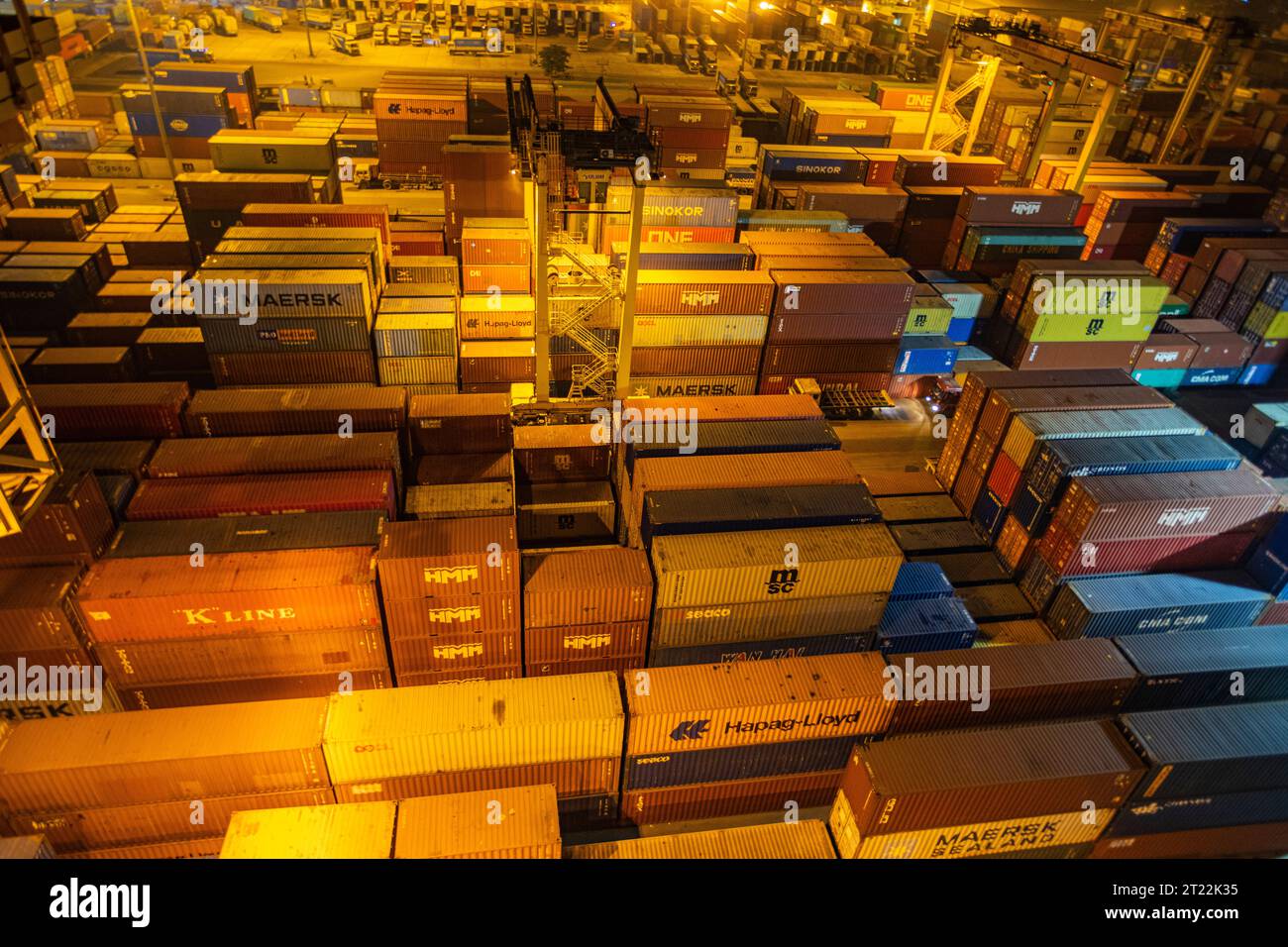 Aerial view of Chittagong Port. It is the main seaport of Bangladesh ...