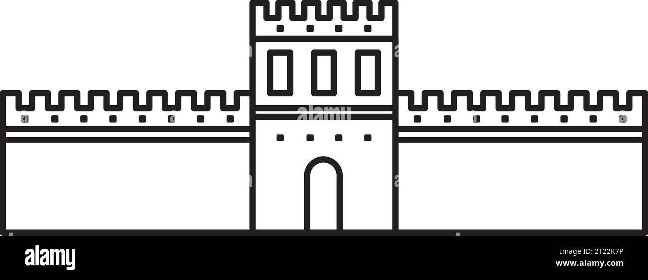 Simple black outline drawing of the GREAT WALL OF CHINA, BEIJING Stock ...