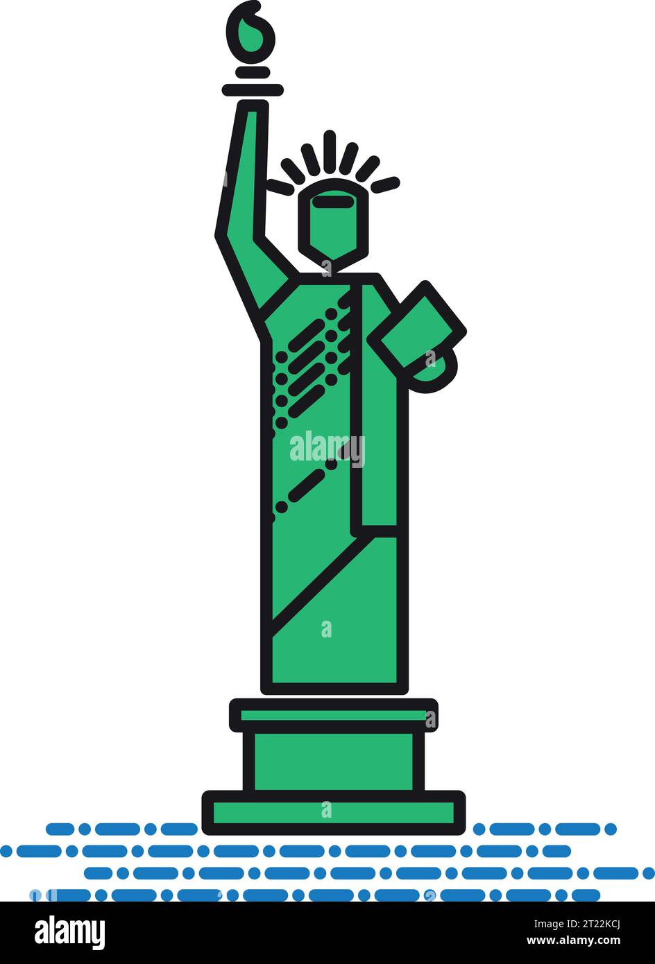 Simple green flat drawing of the STATUE OF LIBERTY, NEW YORK CITY Stock ...