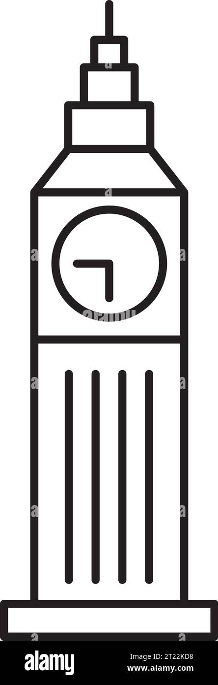 Simple black outline drawing of the BIG BEN, LONDON Stock Vector Image ...