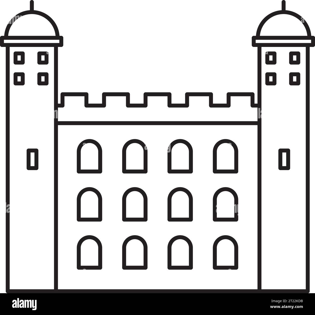 Simple black outline drawing of the TOWER OF LONDON, LONDON Stock ...