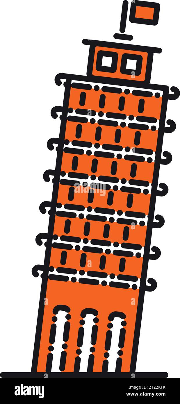 Simple colorful flat drawing of the LEANING TOWER OF PISA, PISA Stock ...