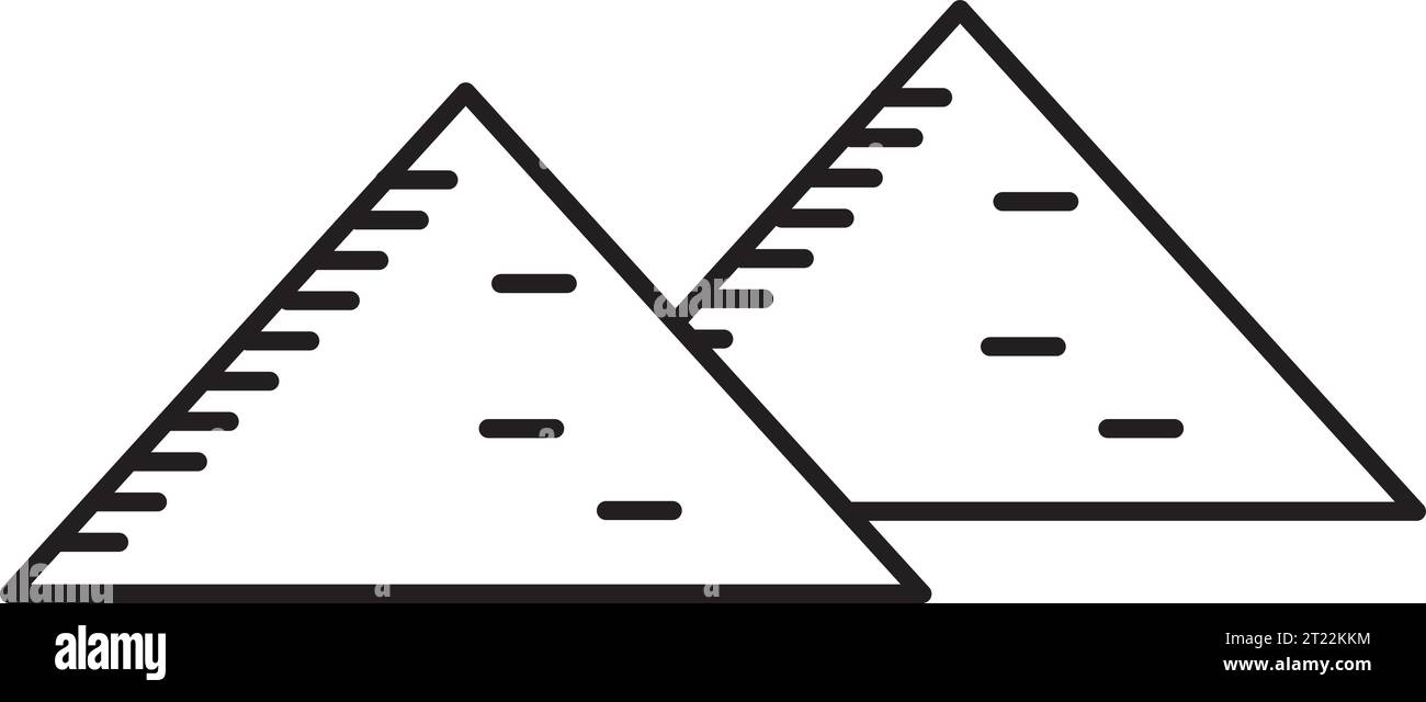 Simple black outline drawing of the GIZA PYRAMID COMPLEX, GIZA Stock ...