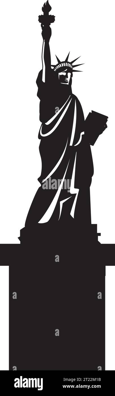 Simple black flat drawing of the STATUE OF LIBERTY, NEW YORK CITY Stock ...