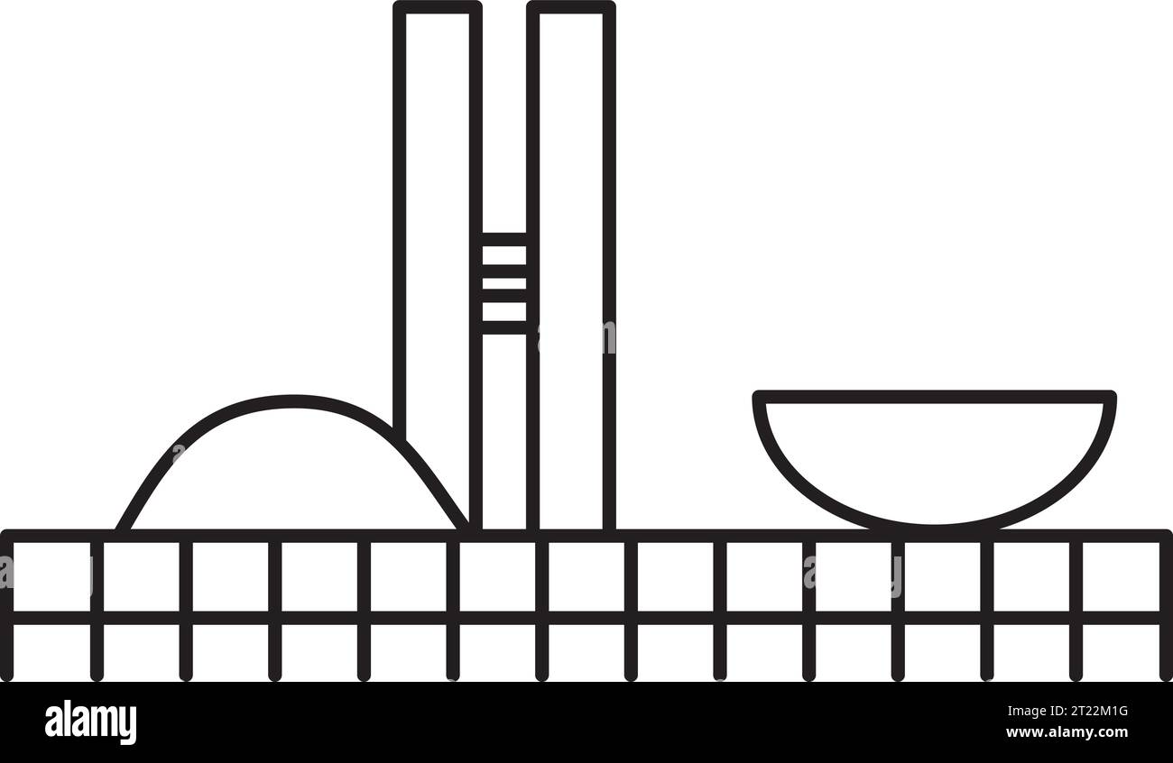 Simple black outline drawing of the NATIONAL CONGRESS OF BRAZIL ...