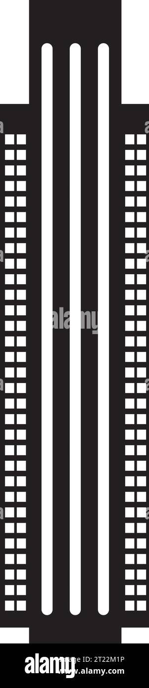 Simple black flat drawing of a modern SKYSCRAPER HIGH-RISE BUILDING ...