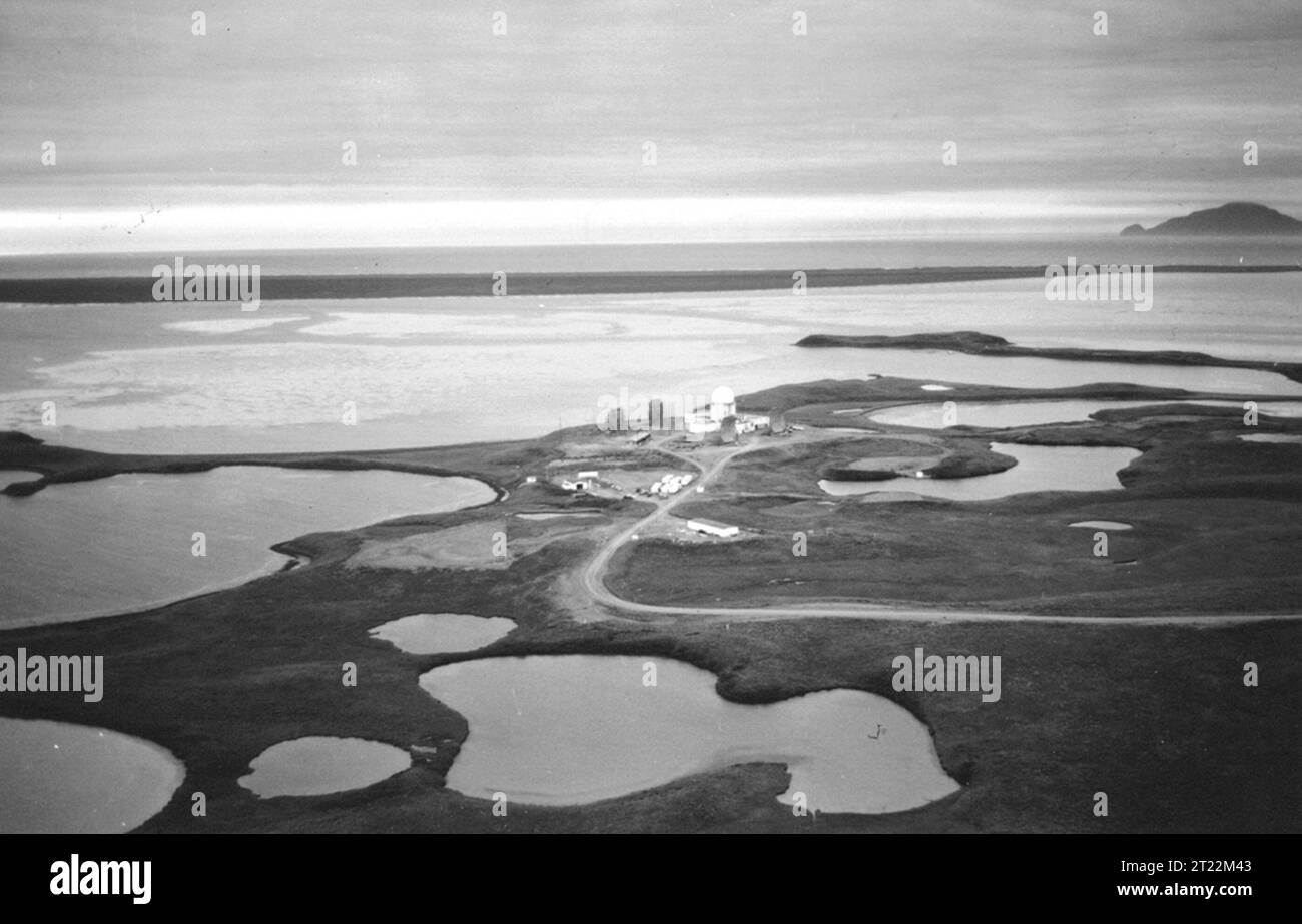 Aerial view of U.S. Air Force DEW Line and White Alice station, Grant ...