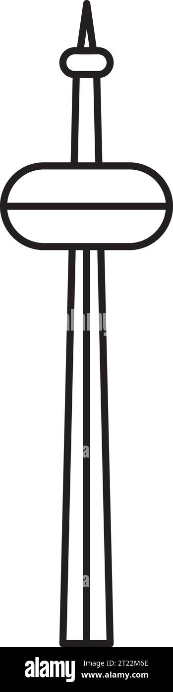 Simple black outline drawing of the CN TOWER, TORONTO Stock Vector ...
