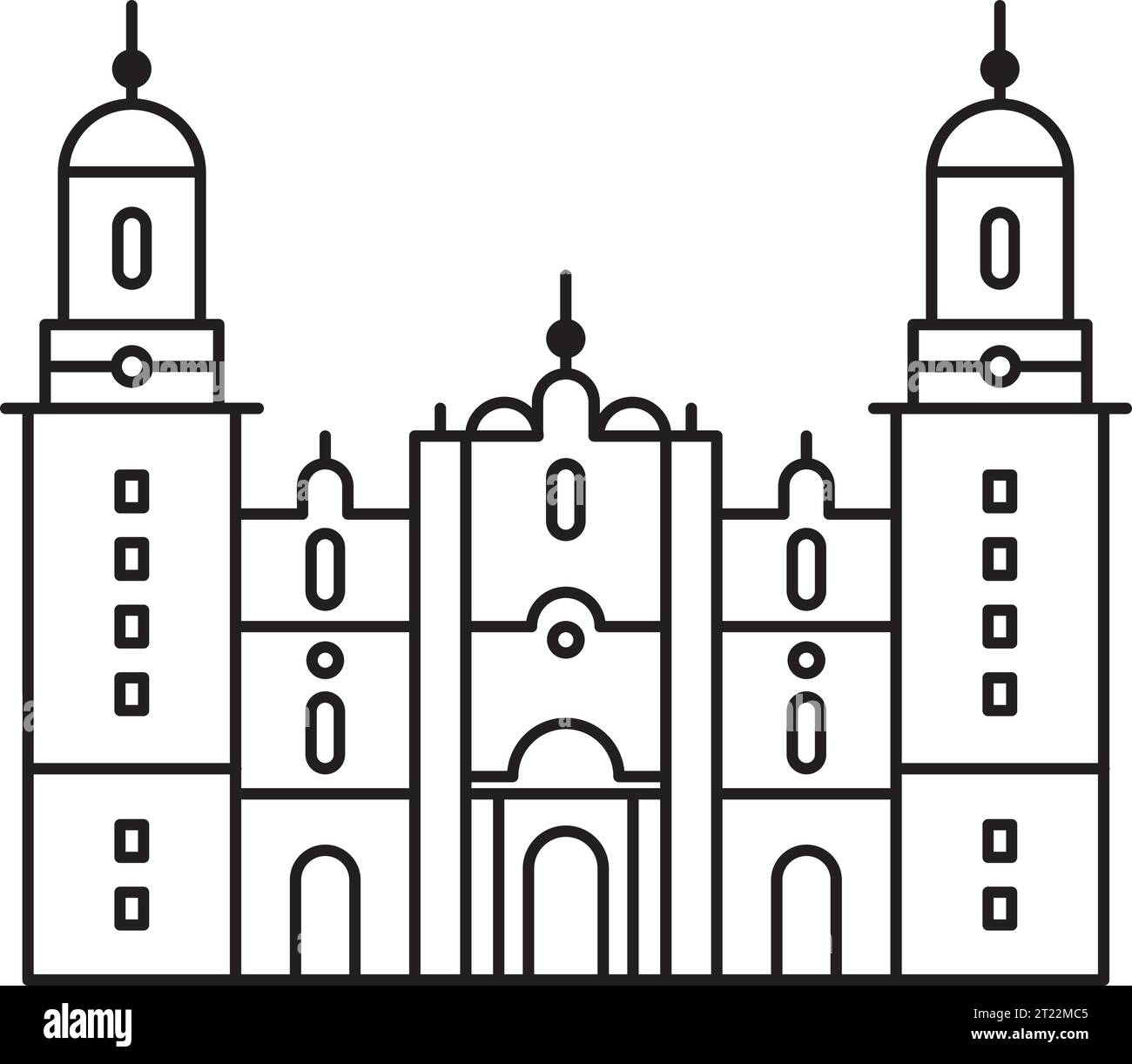 Simple black outline drawing of the MORELIA CATHEDRAL, MORELIA Stock ...