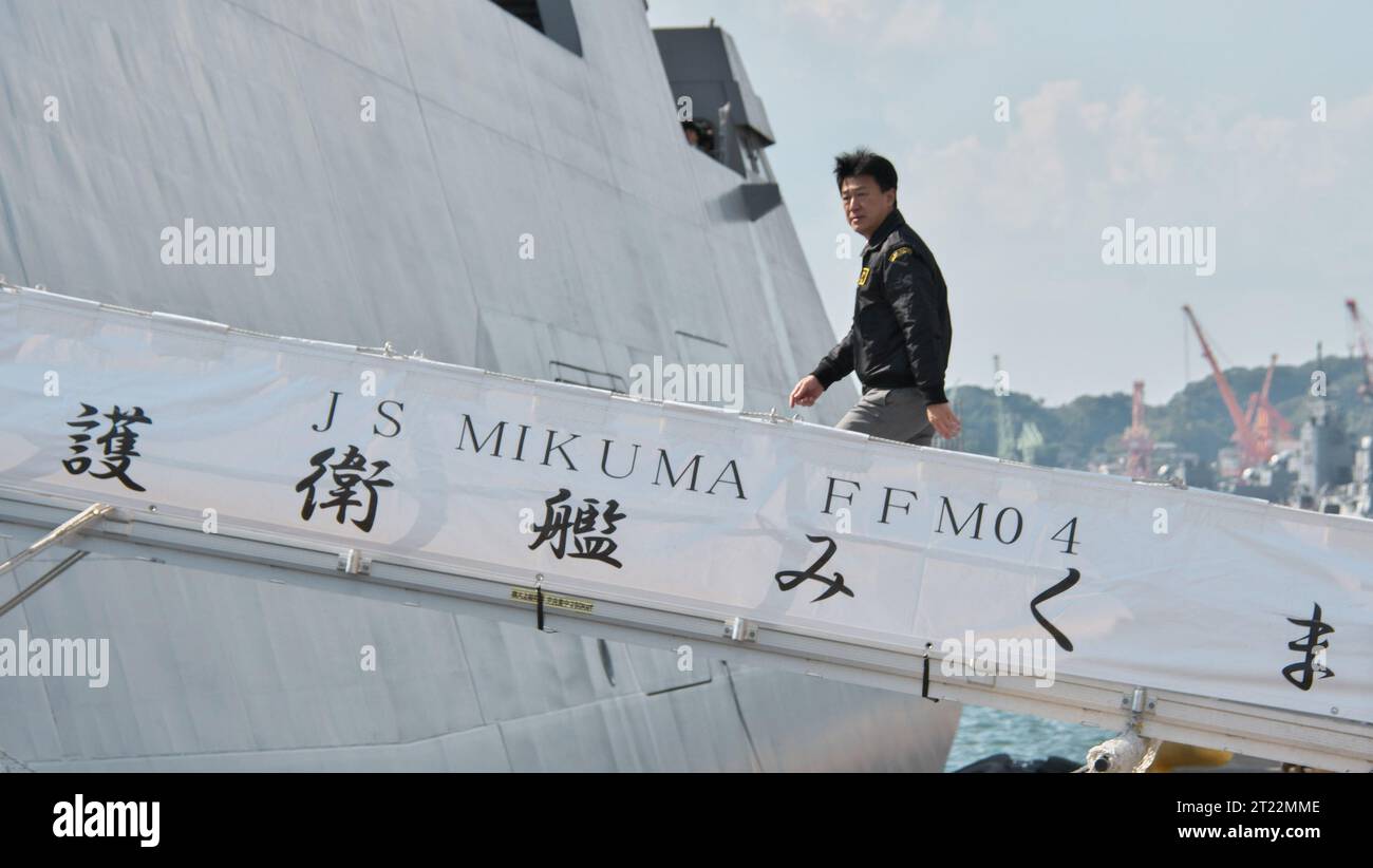 Sasebo, Japan. 16th Oct, 2023. Japan's Defense Minister Minoru Kihara ...