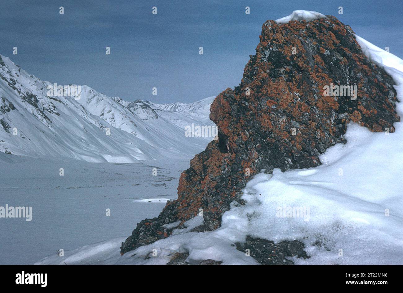 Snow covered mountains and the Chandalar River in the Arctic National ...