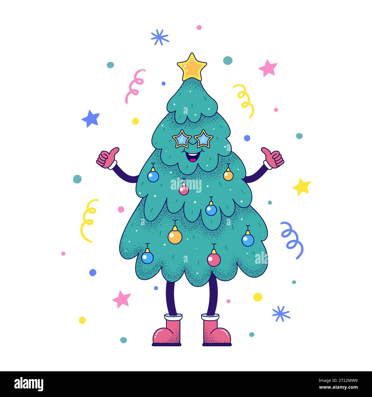 Christmas tree cartoon groovy Cut Out Stock Images & Pictures - Alamy