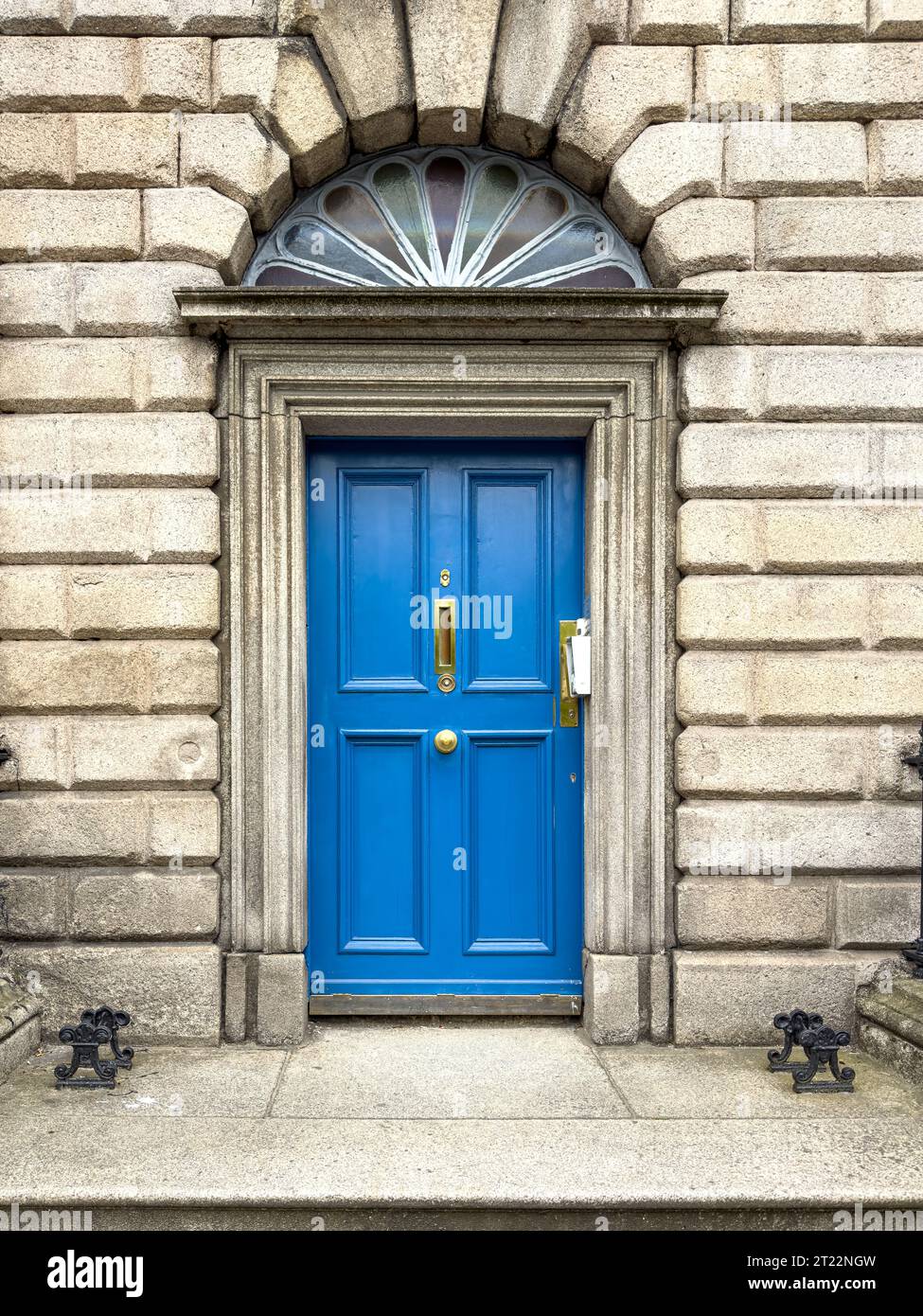 A famous blue painted Georgian door in Dublin, capital of Ireland Stock ...