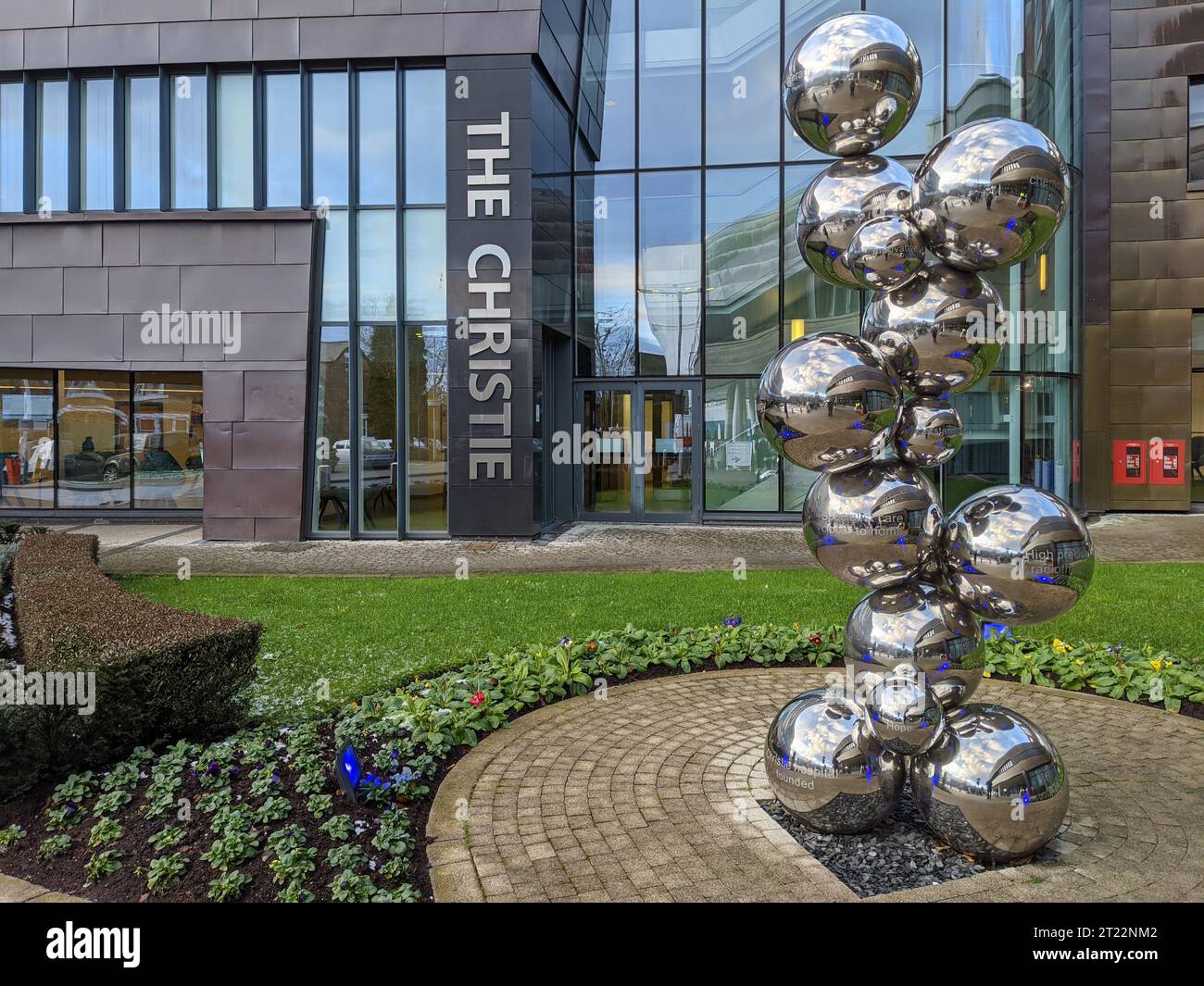 The Christie Hospital entrance with sculpture made from stainless steel ...