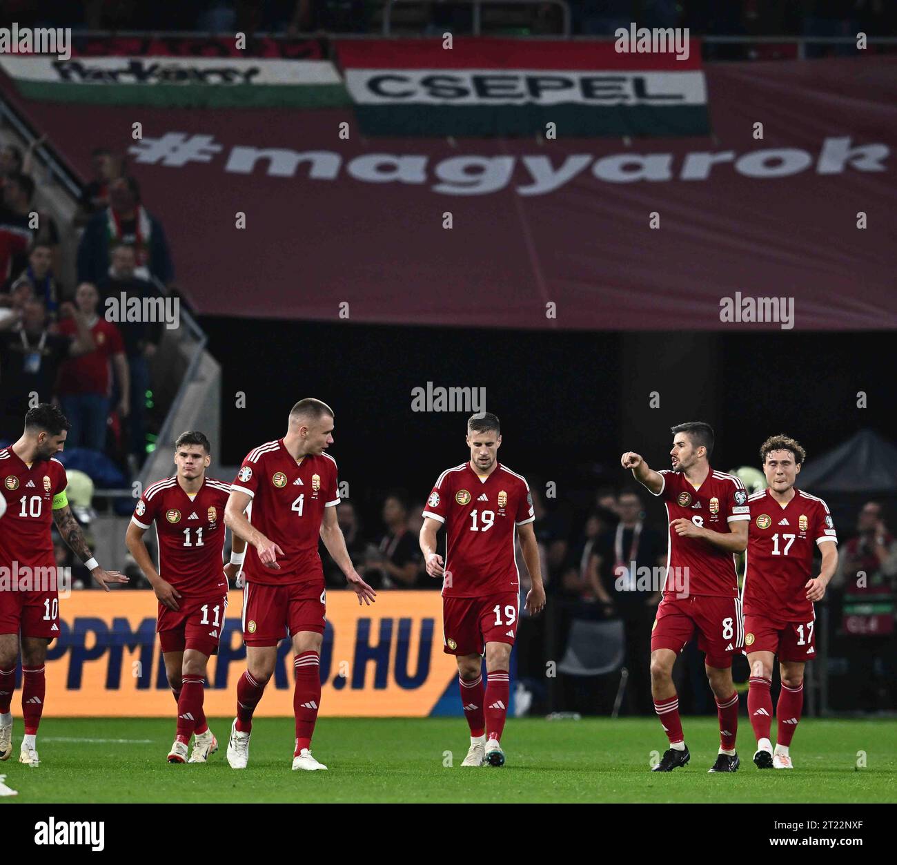 BUDAPEST, HUNGARY - OCTOBER 14: Attila Szalai, Milos Kerkez, Barnabas ...