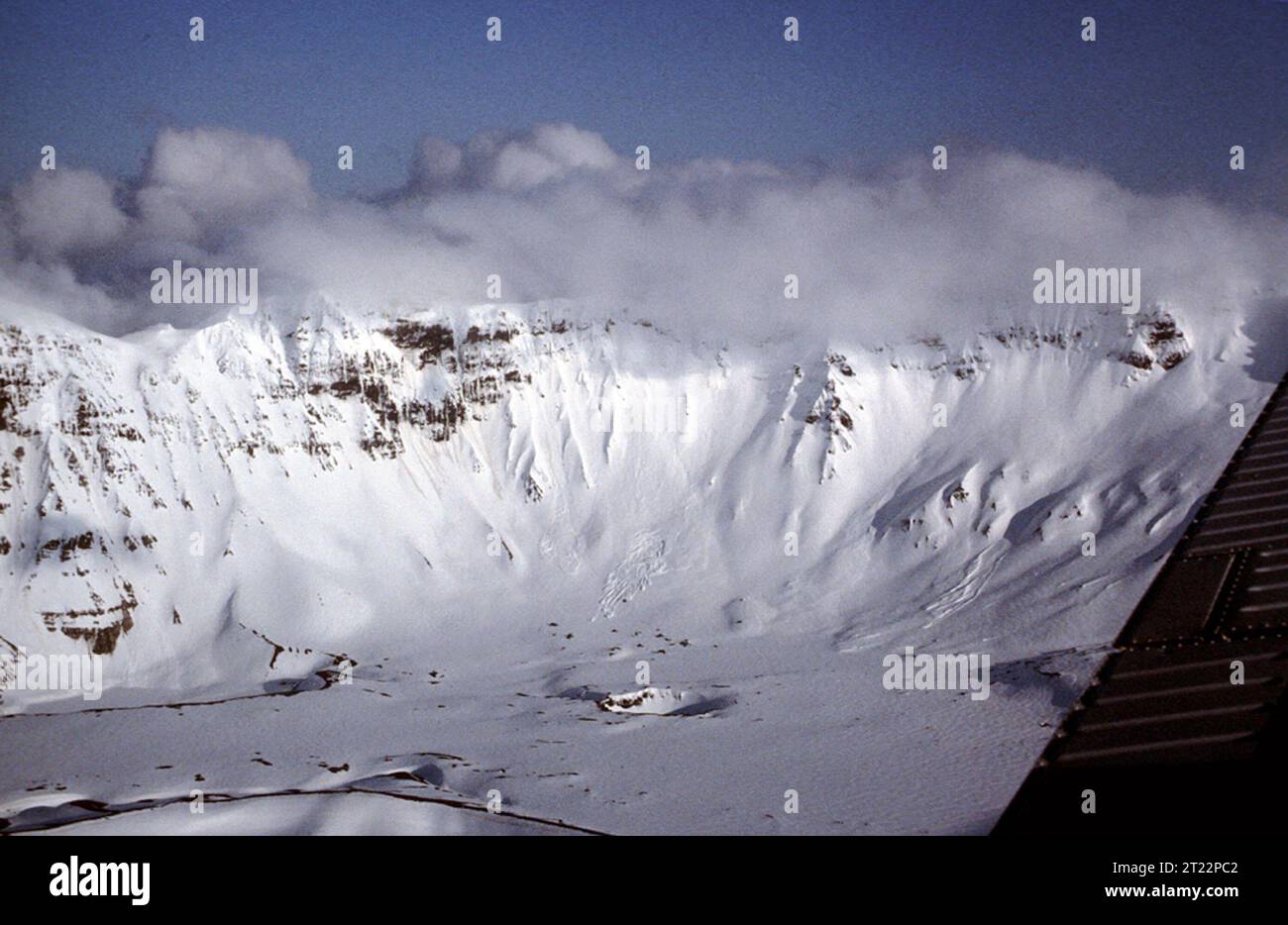 An aerial view of the Aniakchak Caldera in Alaska, showcasing the ...
