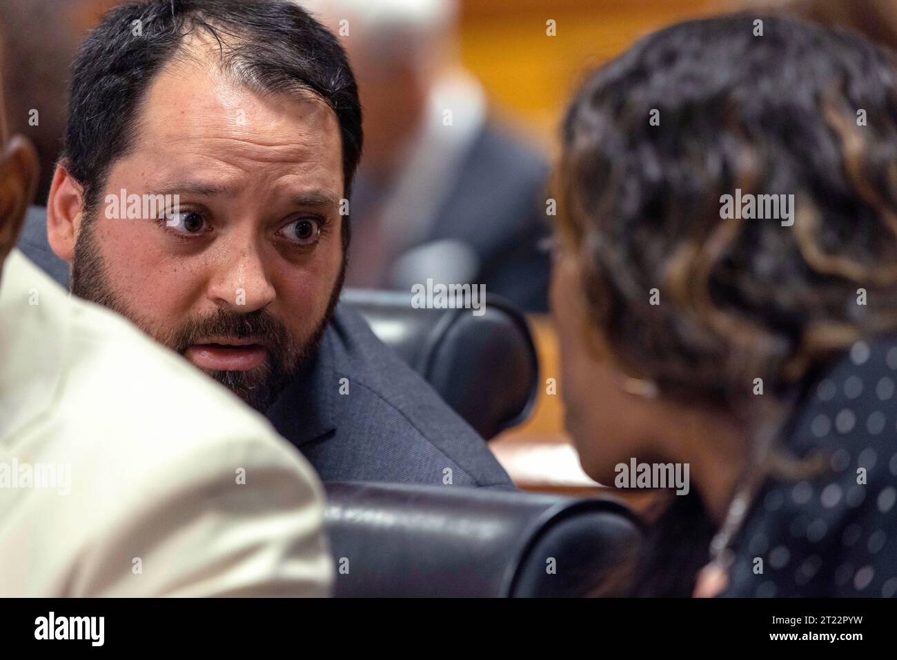 Fulton County Assistant District Attorney Alex Bernick, left, speaks ...