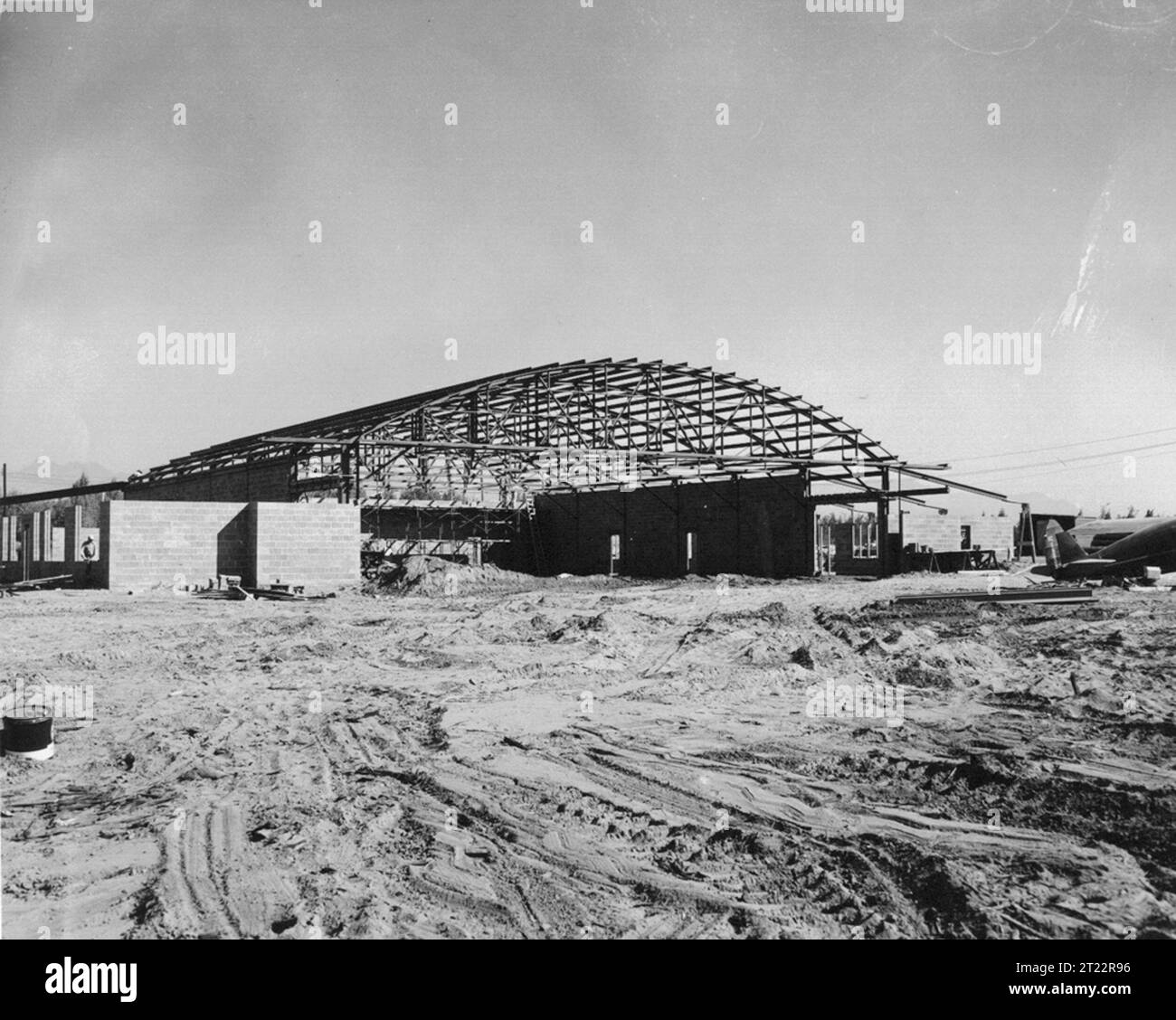 Lake Hood, Anchorage, Alaska. Hangar at Lake Hood under construction ...