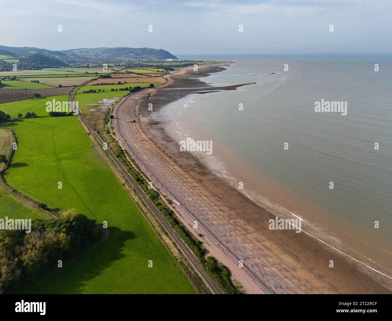 An Aerial view of a Blue Anchor Beach in Somerset UK Stock Photo - Alamy