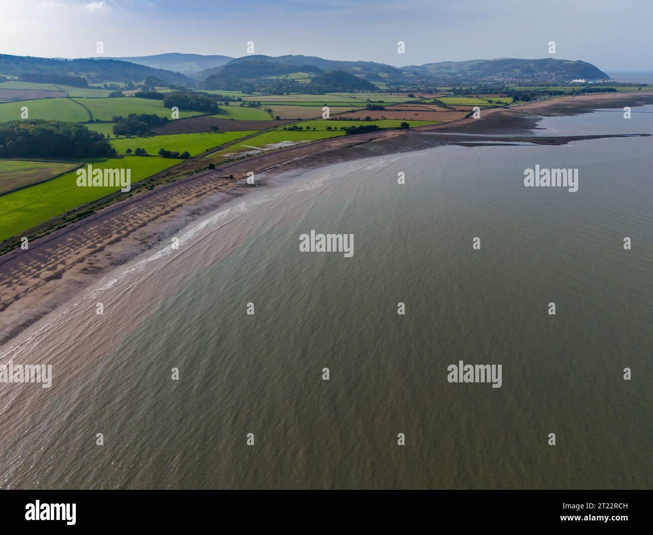 An Aerial view of a Blue Anchor Beach in Somerset UK Stock Photo - Alamy