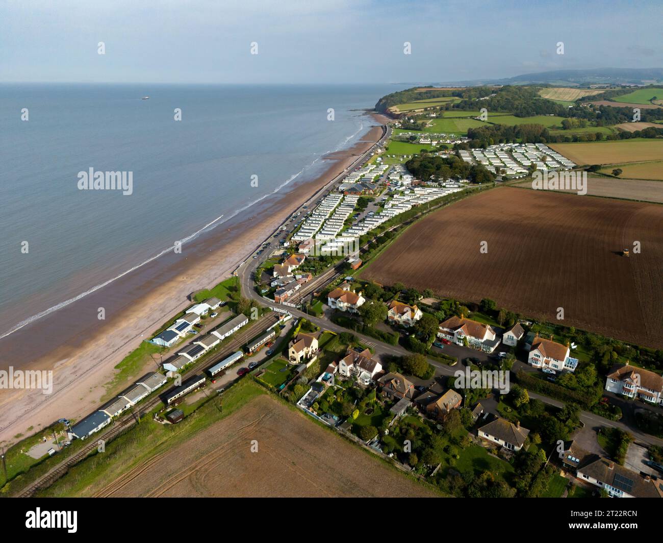An Aerial view of a Blue Anchor Beach in Somerset UK Stock Photo - Alamy